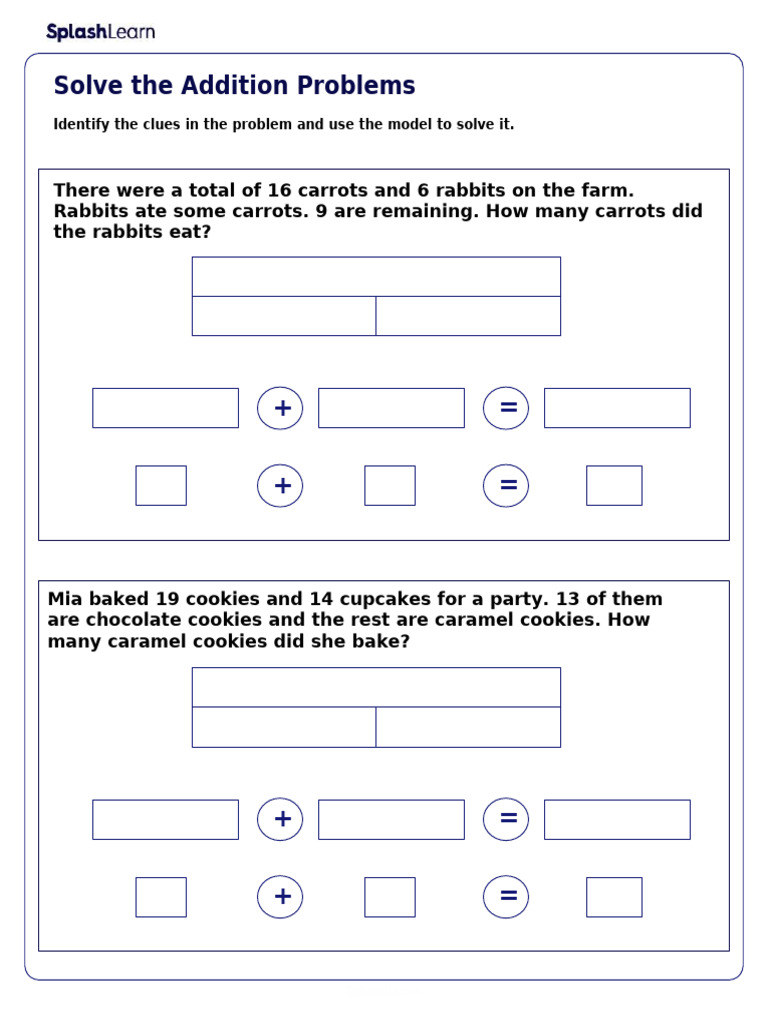 Use Bar Model To Solve Addition Story Problems | PDF