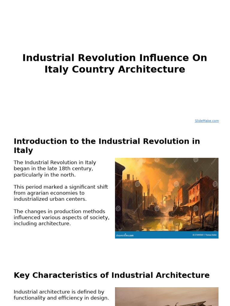 Industrial Revolution Influence On Italy Country Architecture | PDF ...