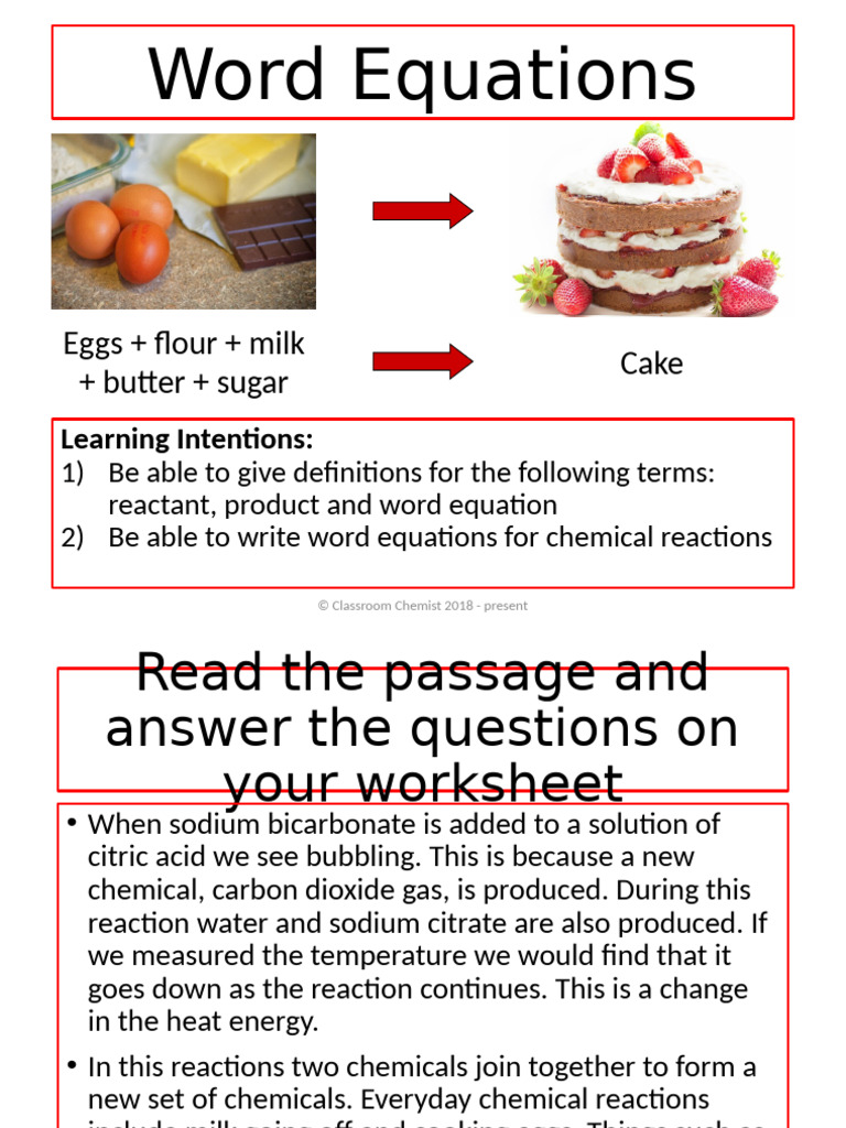 Chemical Word Equations | PDF | Chemical Reactions | Magnesium