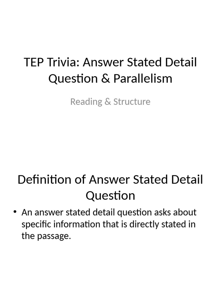 TEP Trivia Reading and Structure | PDF