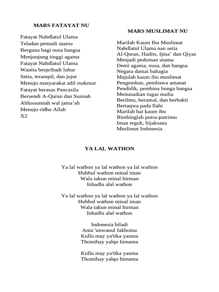 Mars Fatayat & Muslimat NU | PDF