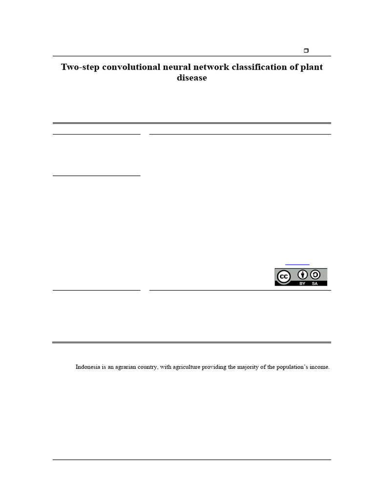 Two-step convolutional neural network classification of plant disease ...