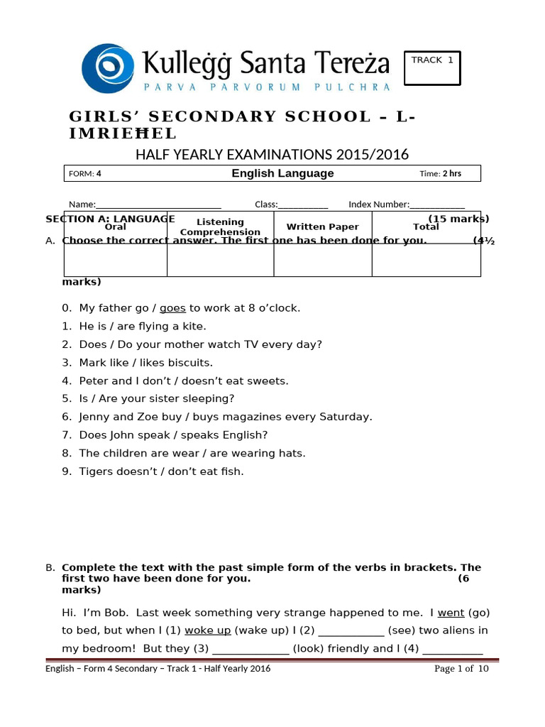 English Language Exam: Form 4 Practice | PDF | Poetry