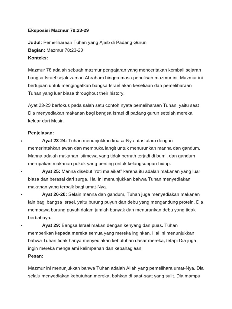 Eksposisi Mazmur 78 | PDF