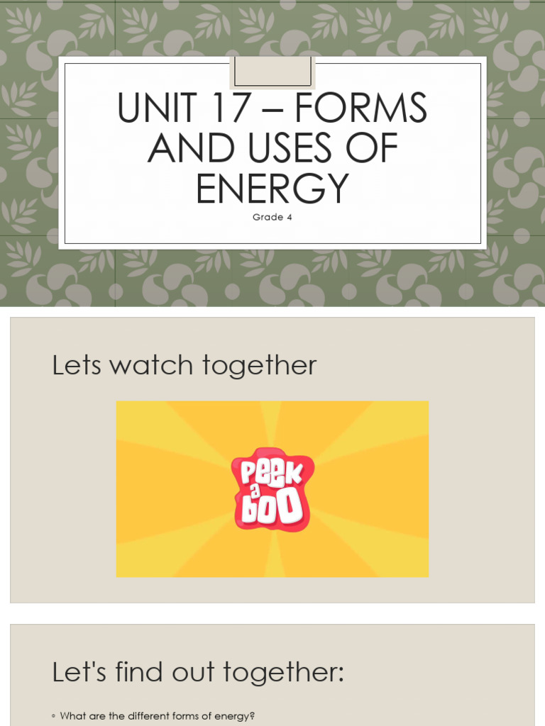 Forms and Uses of Energy for Kids | PDF | Potential Energy | Electricity