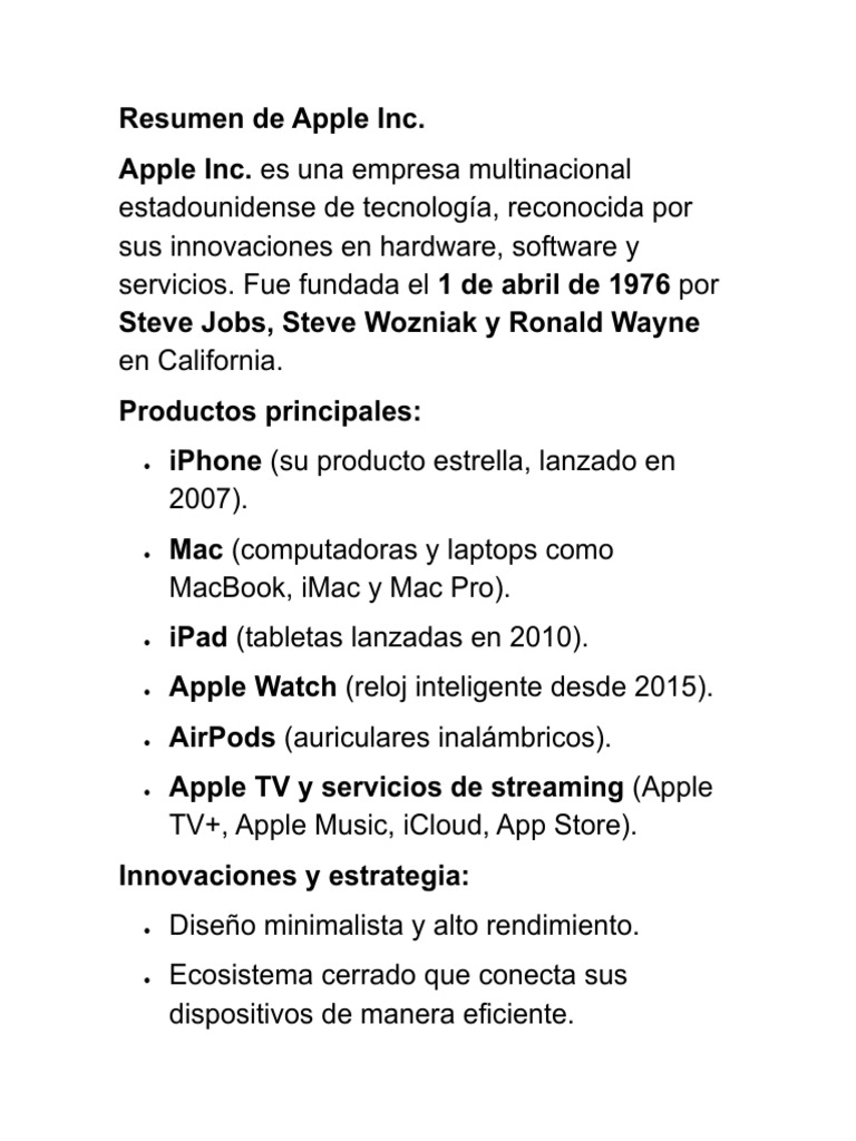 Resumen de Apple Inc | PDF