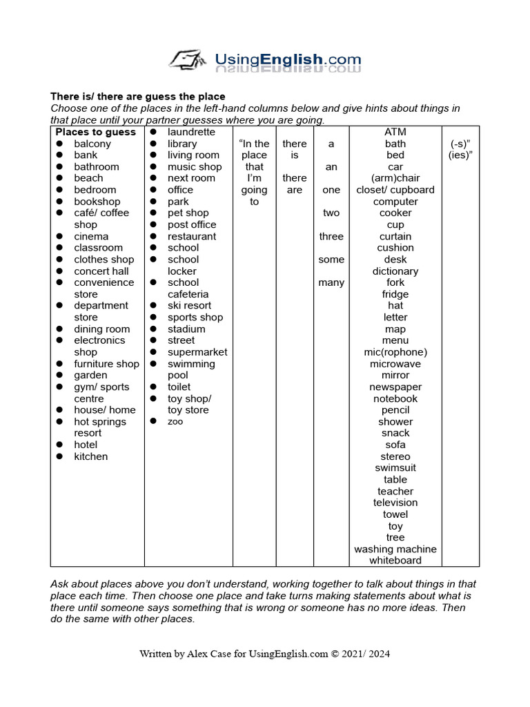 Guess the Place Game Instructions | PDF