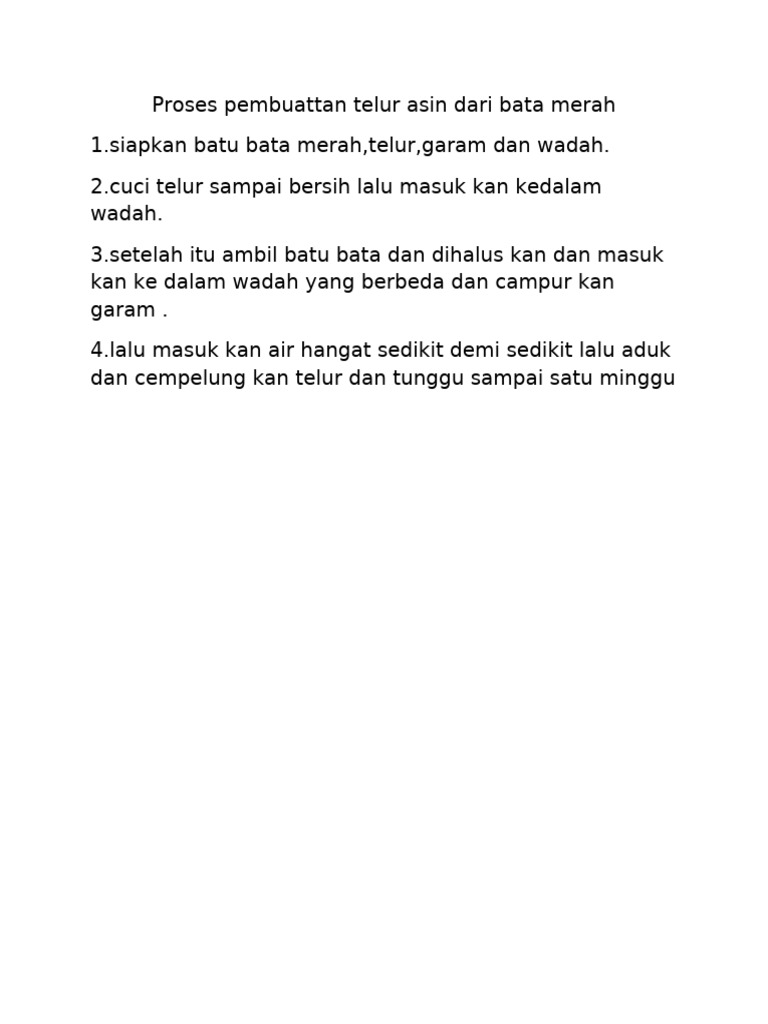 Proses Pembuattan Telur Asin Dari Bata Merah | PDF