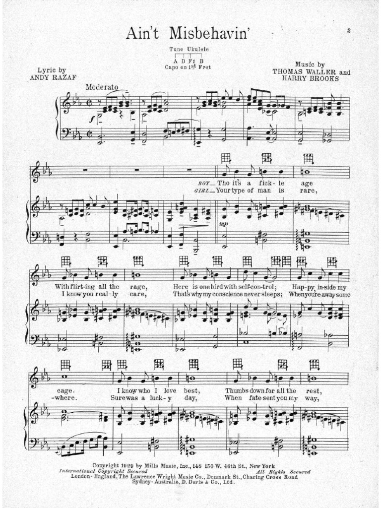 Waller Aint Misbehavin Original | PDF