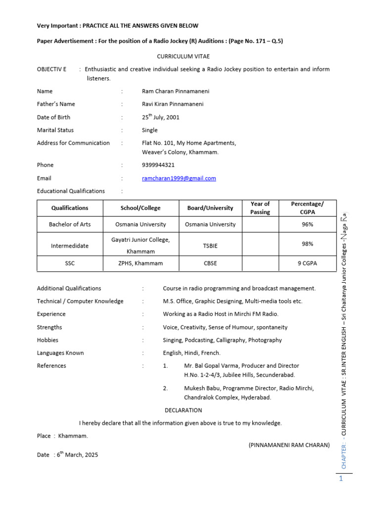 Ram Charan Pinnamaneni's CVs | PDF