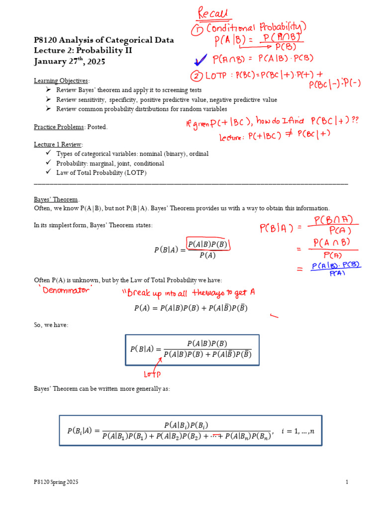 Probability II: Bayes' Theorem & Tests | PDF | Sensitivity And ...