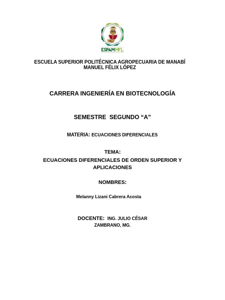 Carátula E. Diferenciales | PDF