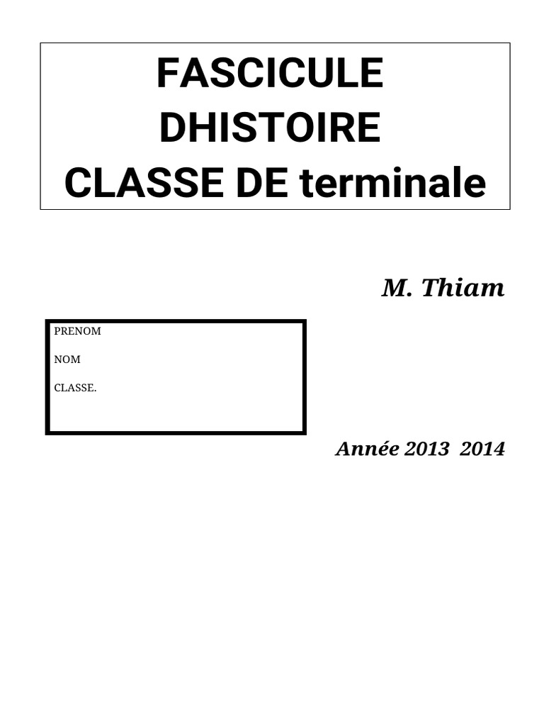 Fascicule Histoire Géographie TERMINALE-1 - 082801 | PDF