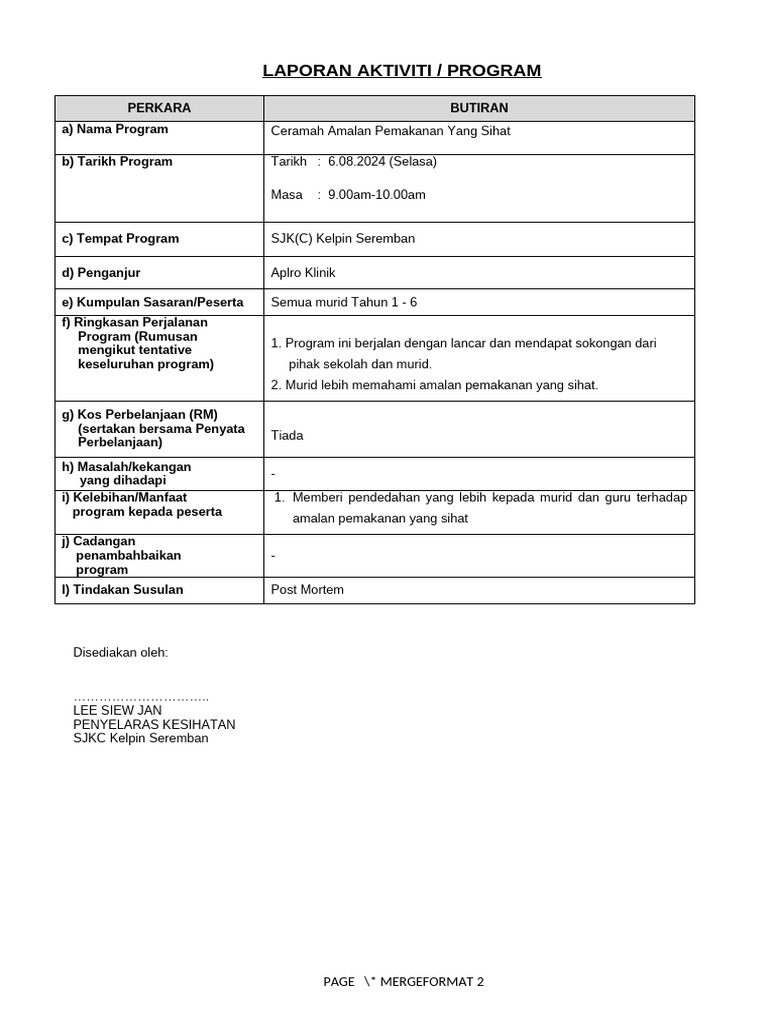 Contoh Penulisan Laporan | PDF