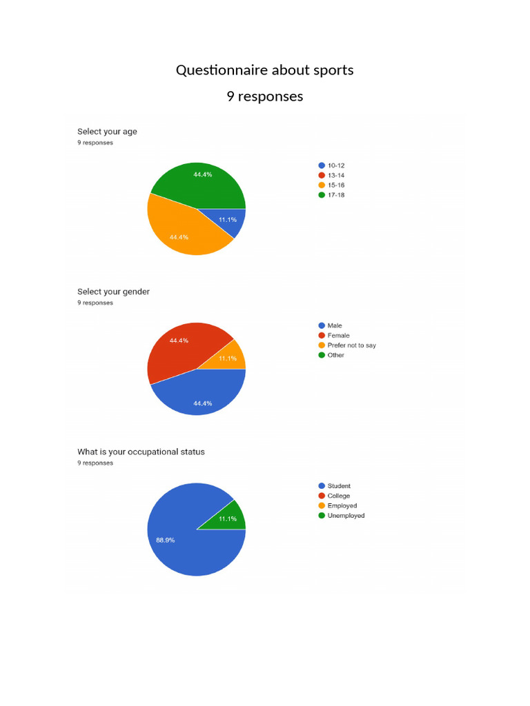 Questionnaire About Sports - Survey | PDF