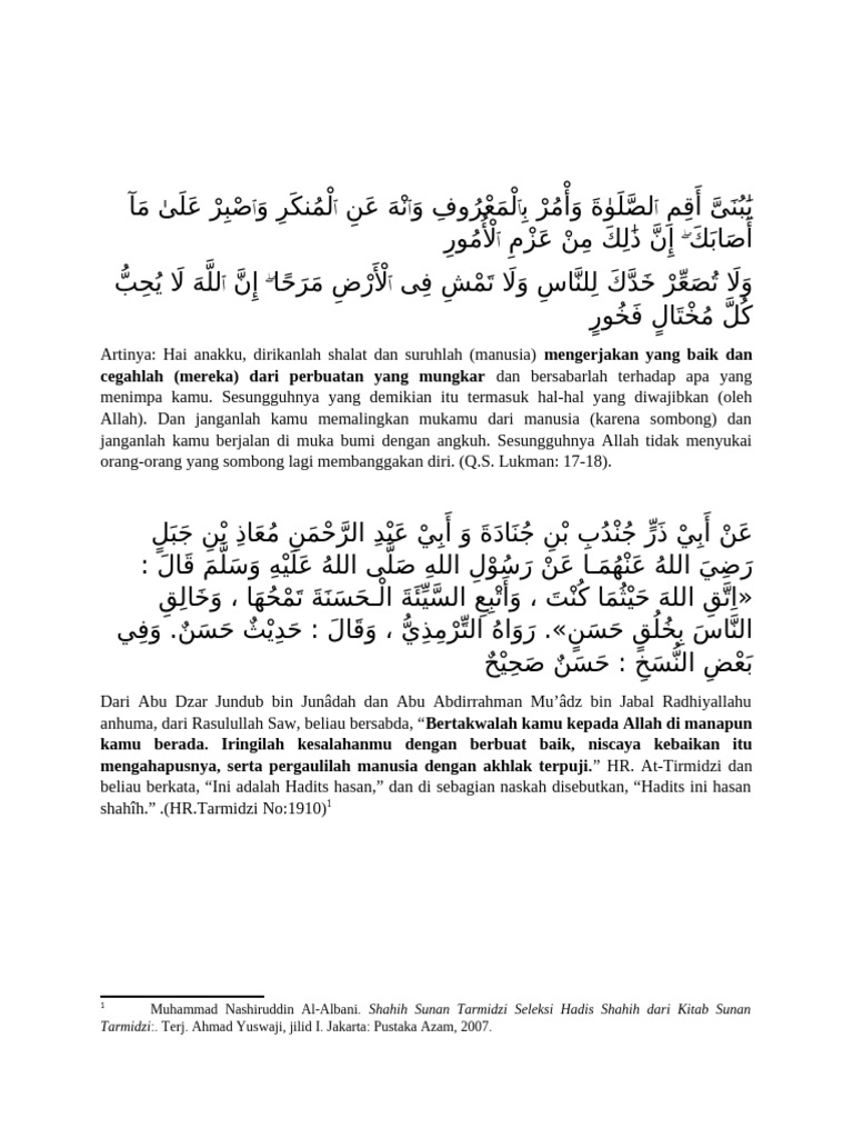 Ayat Dan Hadsi Tentang Karakter Siswa | PDF