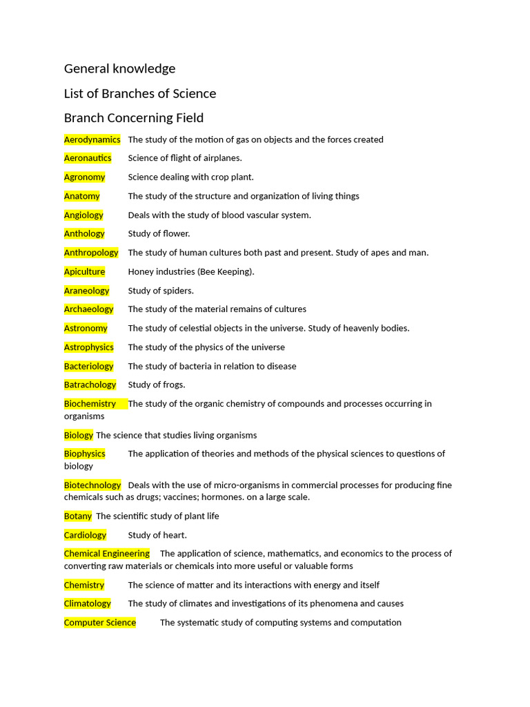 General knowledge | PDF | Science | Biology