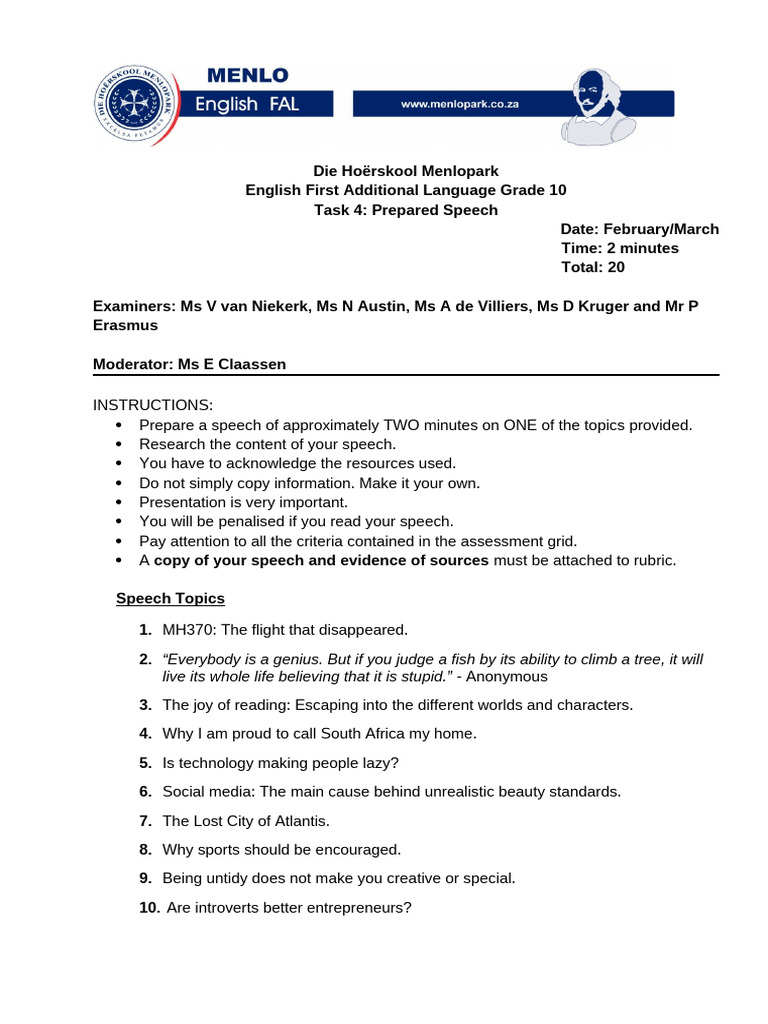 Task 4 Prepared Speech | PDF