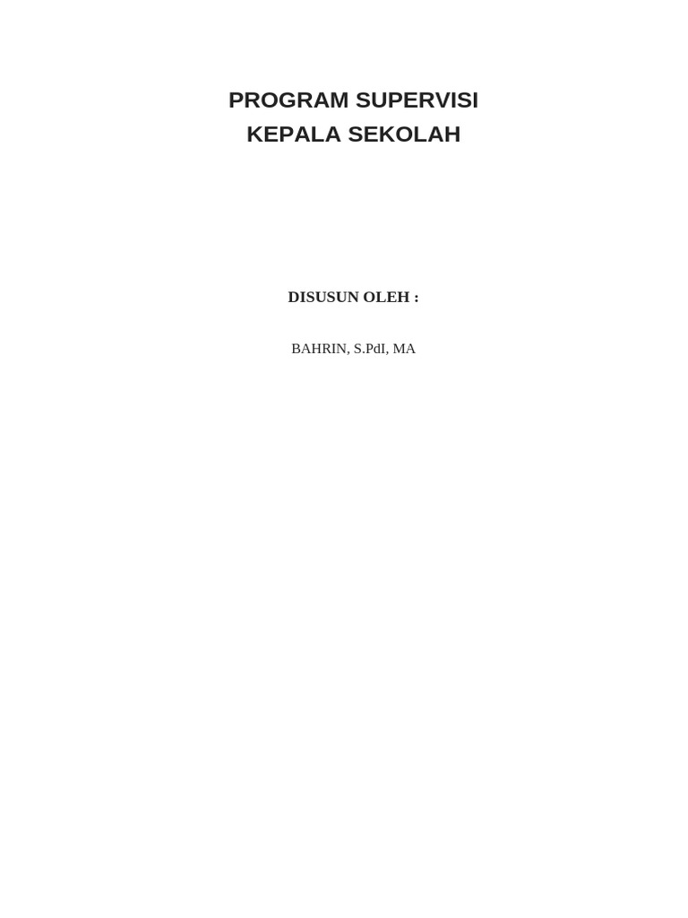 Contoh Program Supervisi SD Lengkap | PDF
