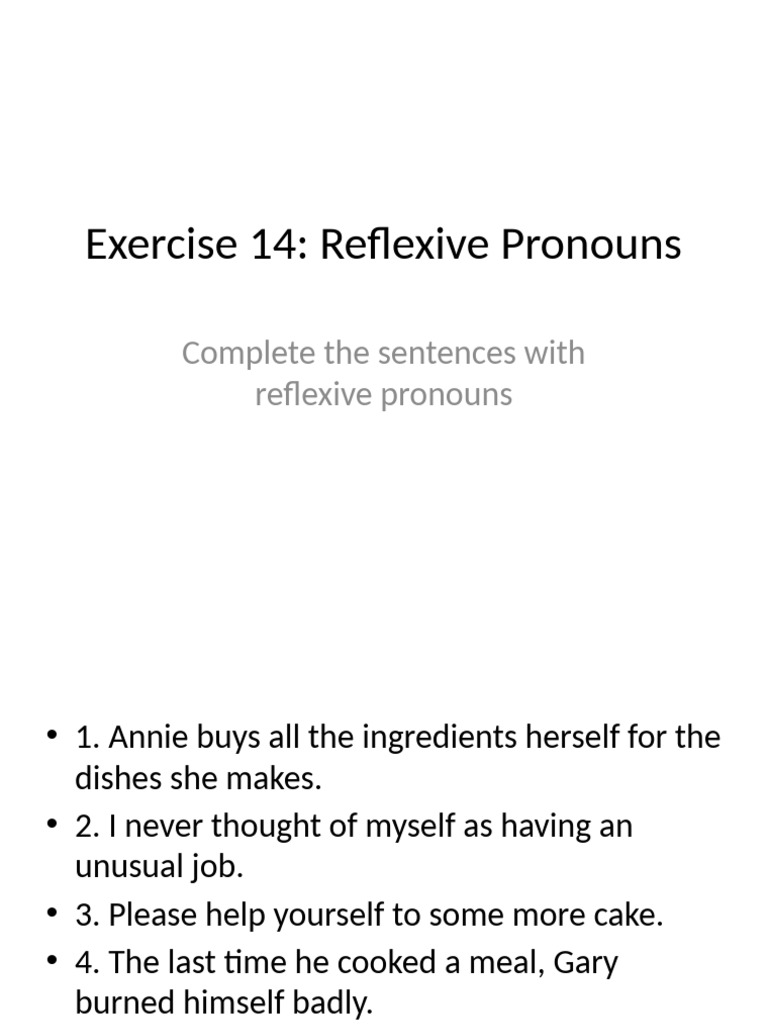 Reflexive Pronouns Exercise | PDF