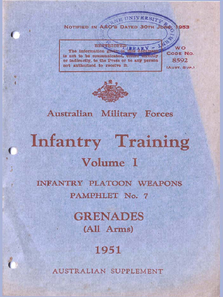 InfantryTrainingVolume1Grenades 1951 | PDF