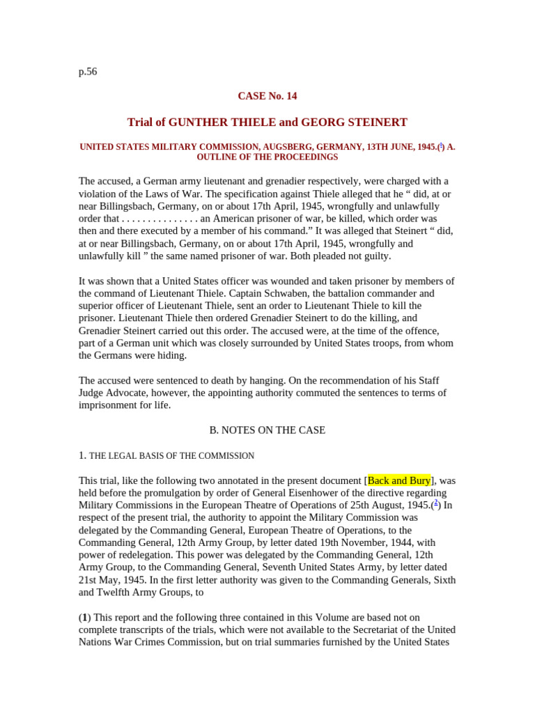 Thiele Et Al., USA Military Commission, Judgment (Report) (13-06-1945 ...