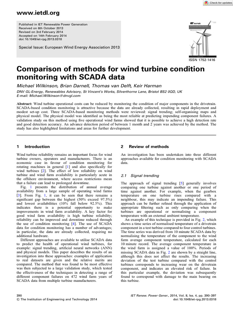 IET Renewable Power Gen - 2014 - Wilkinson - Comparison of Methods For Wind Turbine Condition ...
