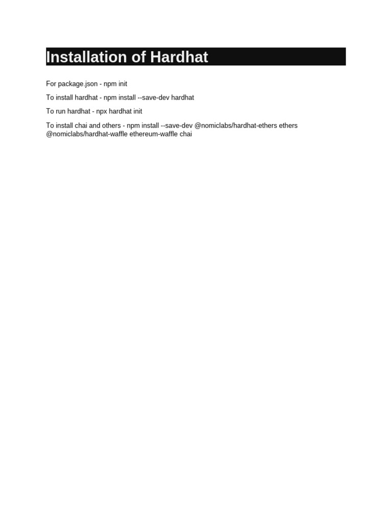 Hardhat Setup Guide for Developers | PDF