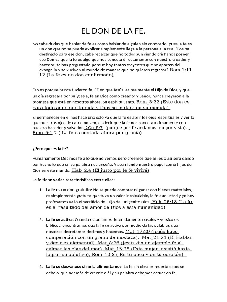 EL Don de La Fe | PDF | Fe | Dios