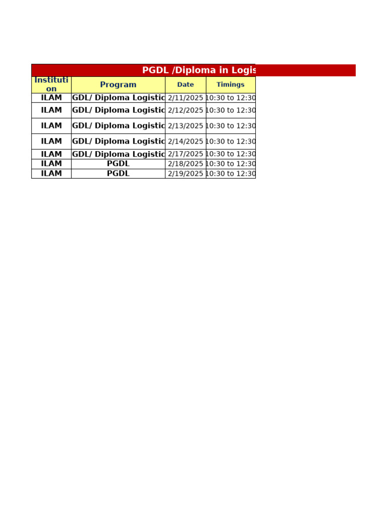 Time Table-PGDL-DL February 2025 | PDF
