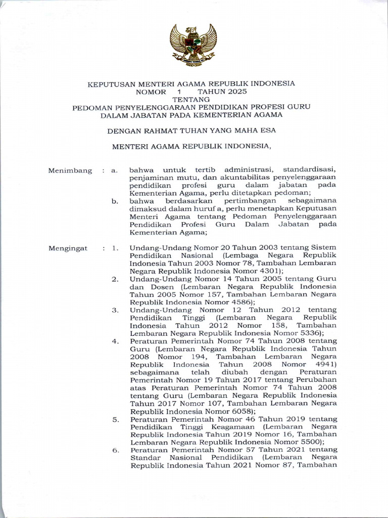 KMA No 1 Tahun 2025 Juknis PPG | PDF