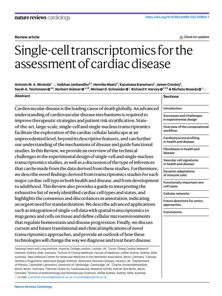 Single-cell transcriptomics for the assessment of cardiac disease(科研通-ablesci.com) | PDF | Cell ...