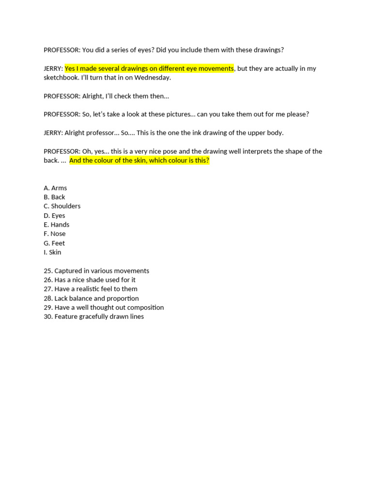 Eye Movement Drawing Analysis | PDF