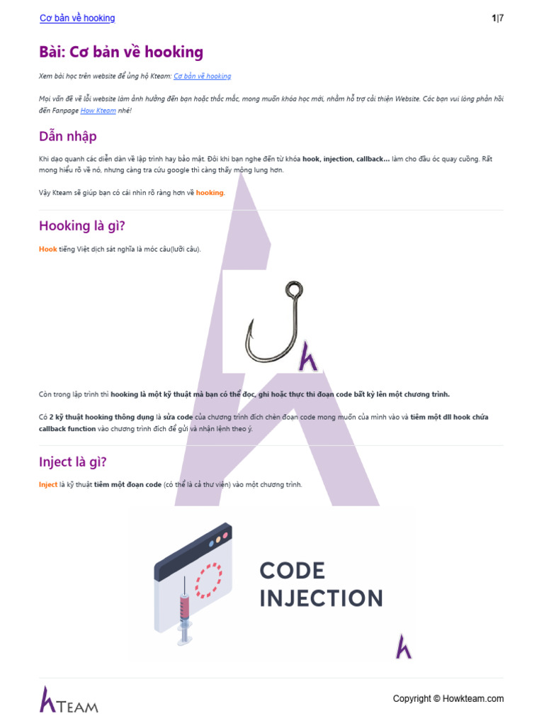 HOWKTEAM.VN - Cơ bản về hooking | PDF
