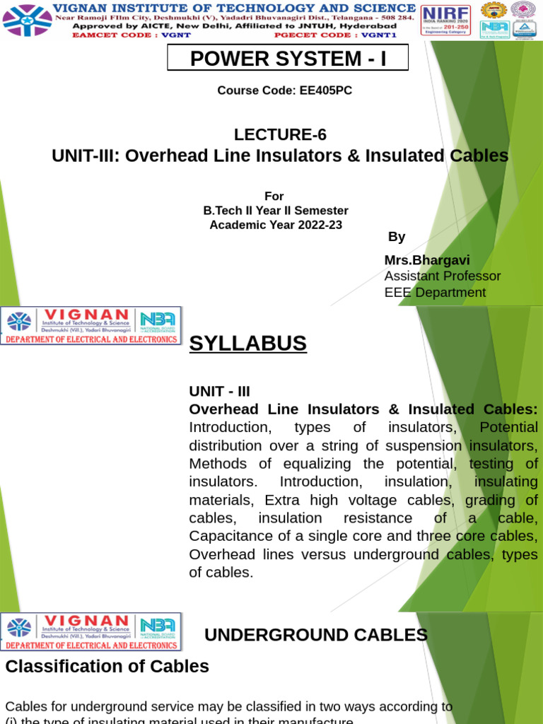 Overhead Insulated Cable Overview | PDF | Insulator (Electricity ...
