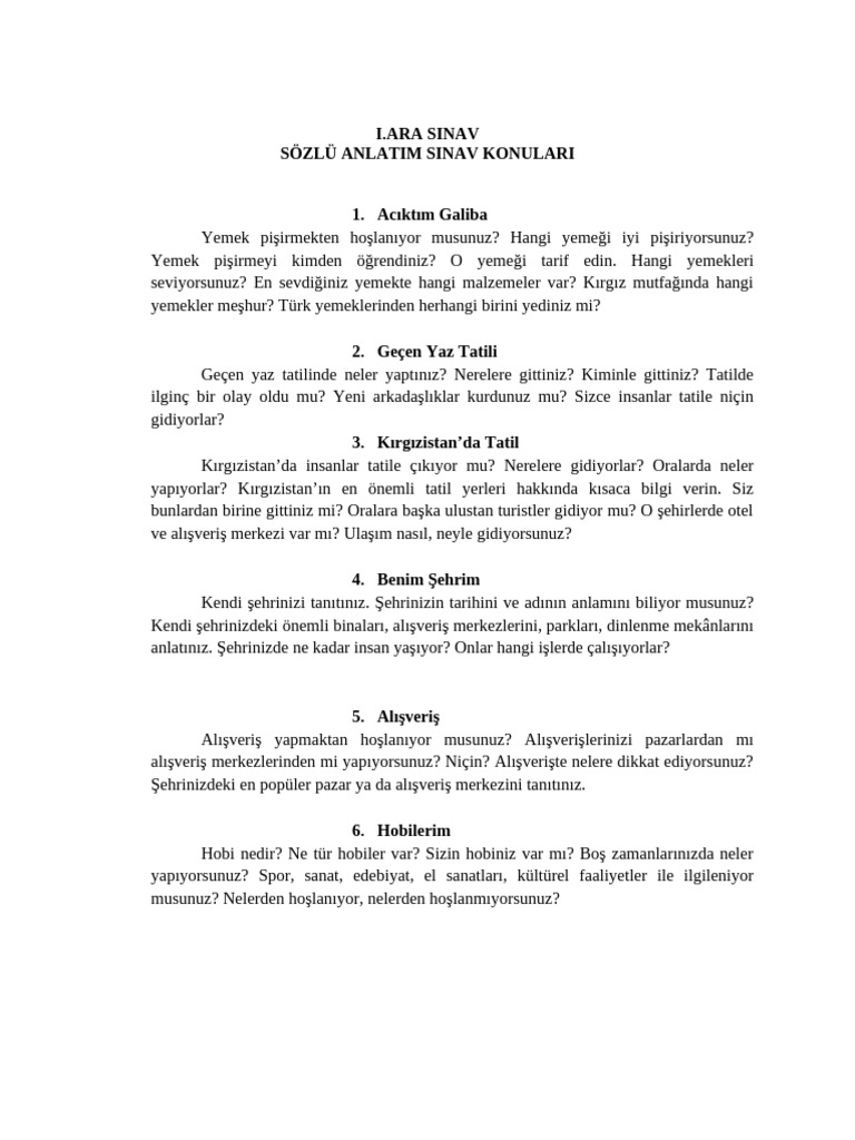 Sınav Sözlü Anl. Örnek Metinler | PDF