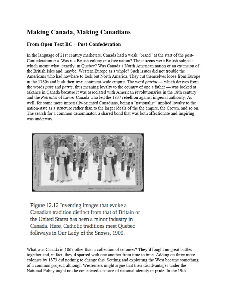 Canada's Identity Post-Confederation | PDF | British Empire | Canada