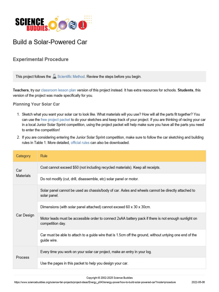 Build Your Solar-Powered Car Project | PDF | Gear | Bearing (Mechanical)
