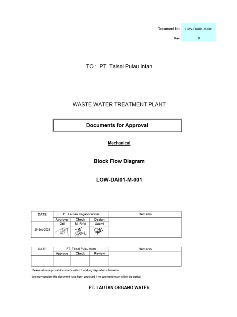 LOW-DAI01-M-001 - Block Flow Diagram - R0a | PDF | Chemistry | Water ...
