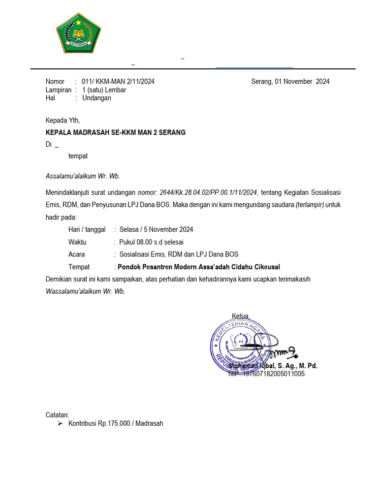 011.SURAT UNDANGAN KKM (1) | PDF