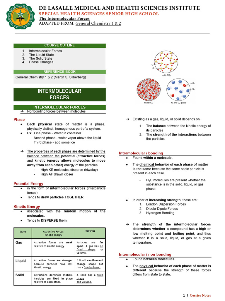 CHEMISTRY- Intermolecular Forces | PDF | Chemical Polarity ...