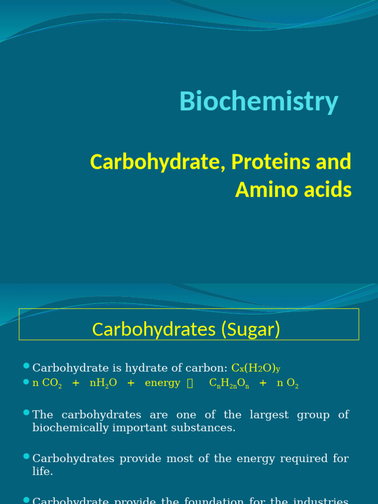 Biochemistry (Carbohydrates, Protiens, Amino Acids) | PDF ...