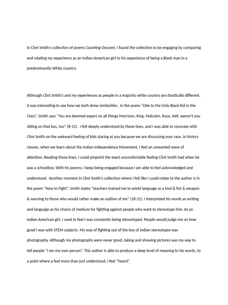 Clint Smith's Counting Descent Writing | PDF