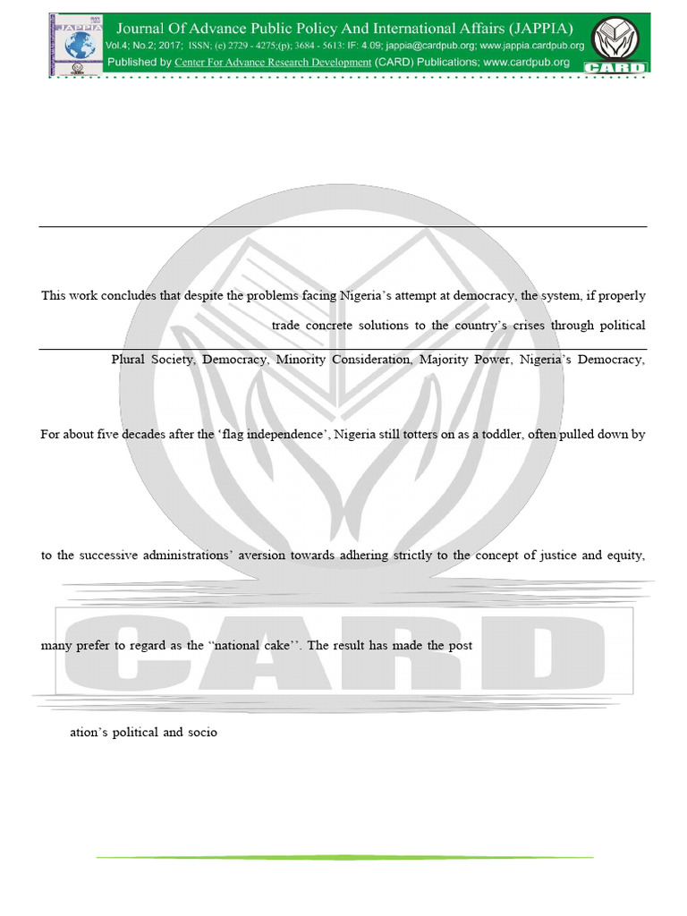 Plural Society and The Challenge of Demo | PDF | Democracy | Political ...