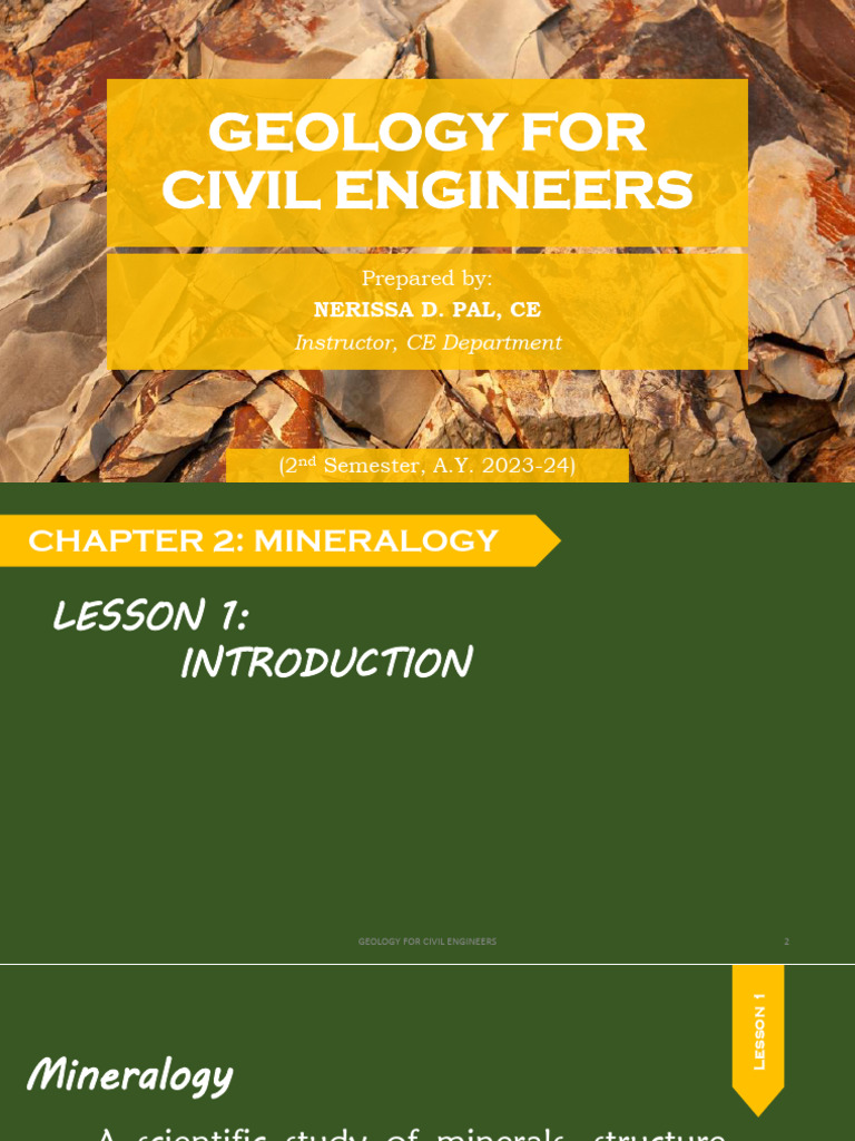 GEOLOGY FOR CIVIL ENGINEERS - Chapter 2 | PDF | Minerals | Crystal Structure