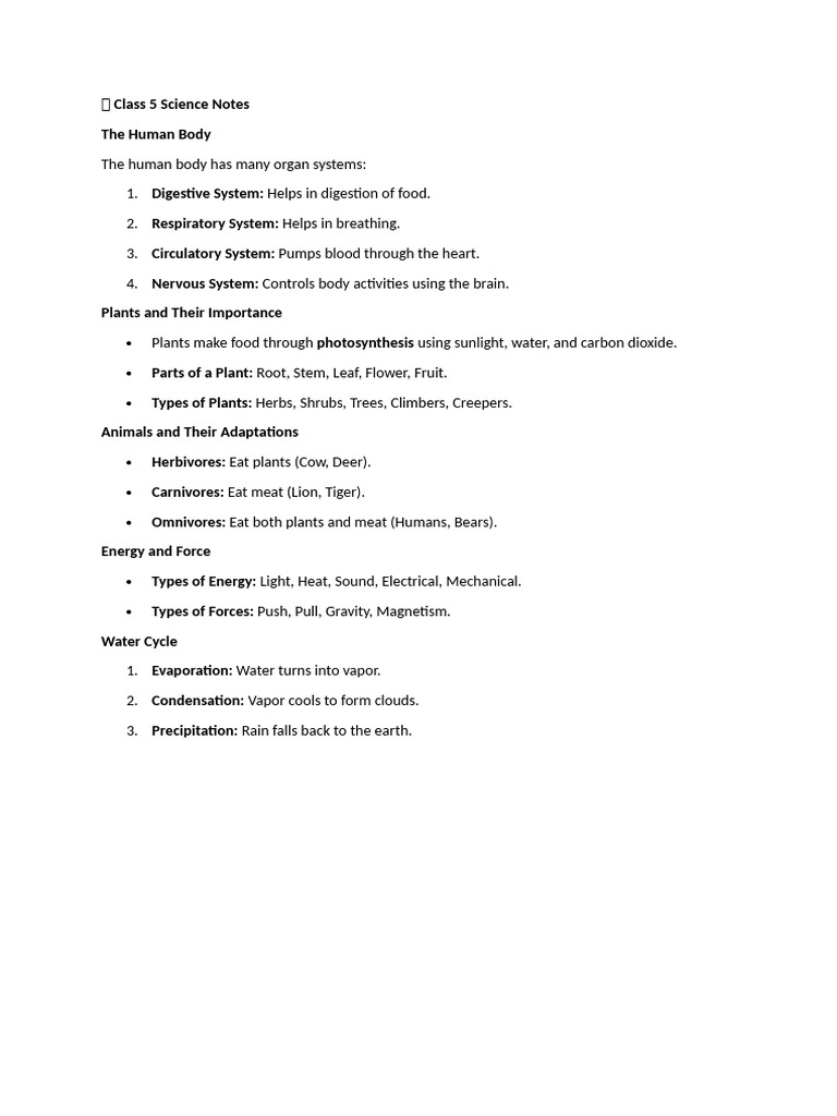 ? Class 5 Science Notes | PDF