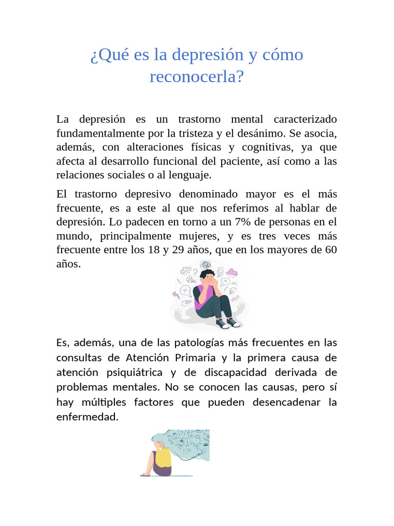 Guía sobre la depresión: síntomas y tipos | PDF | Trastorno depresivo ...