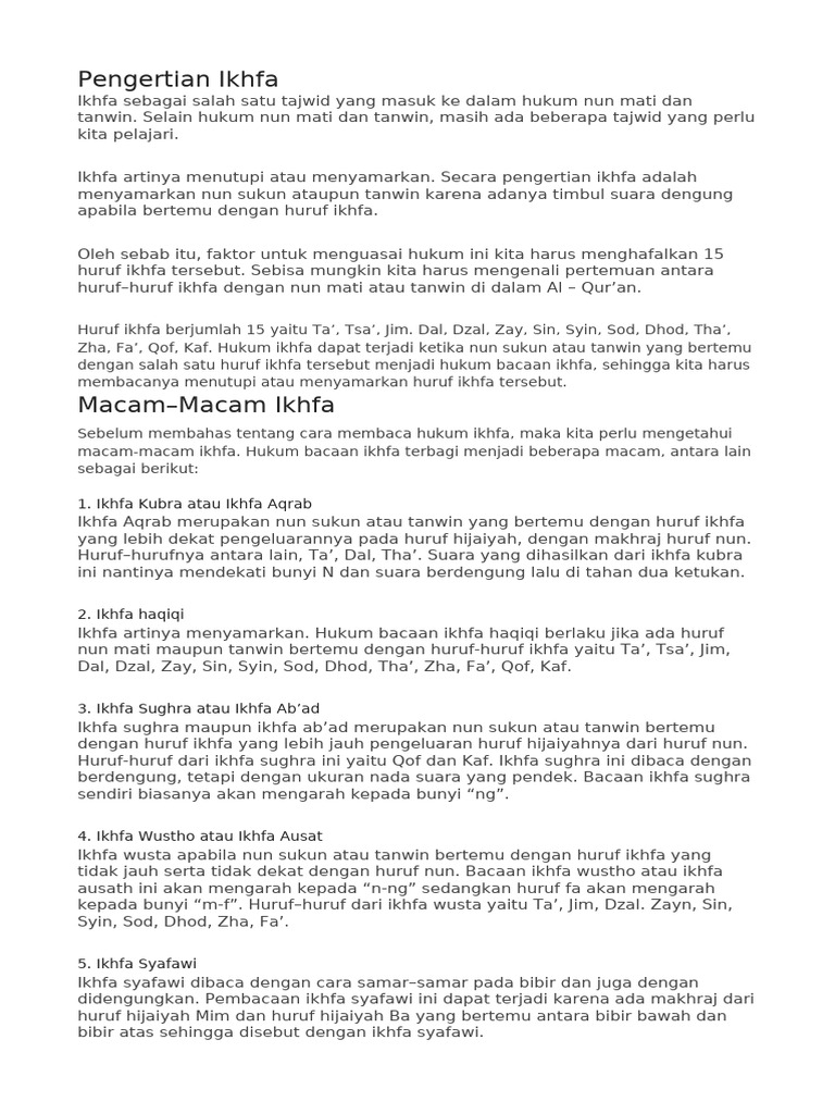 Pengertian Ikhfa | PDF