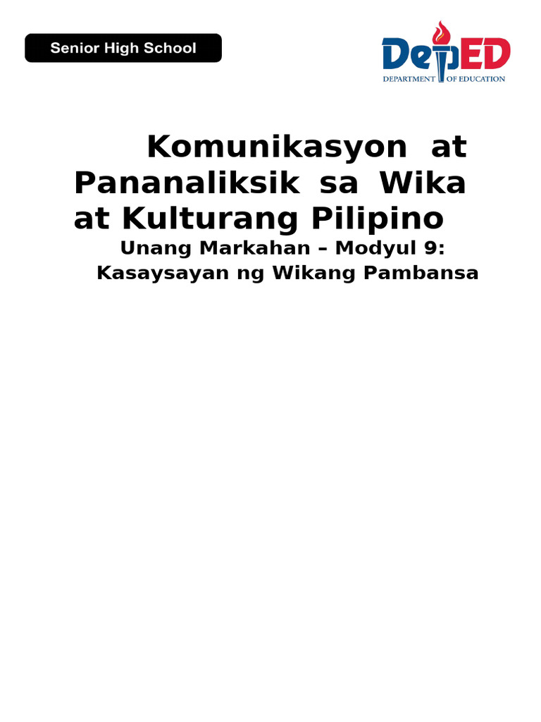 KPWKP q1 Mod9 Kasaysayanngwikangpambansa ALS | PDF