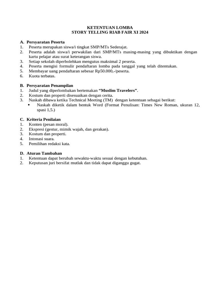 Ketentuan Lomba Story Telling | PDF